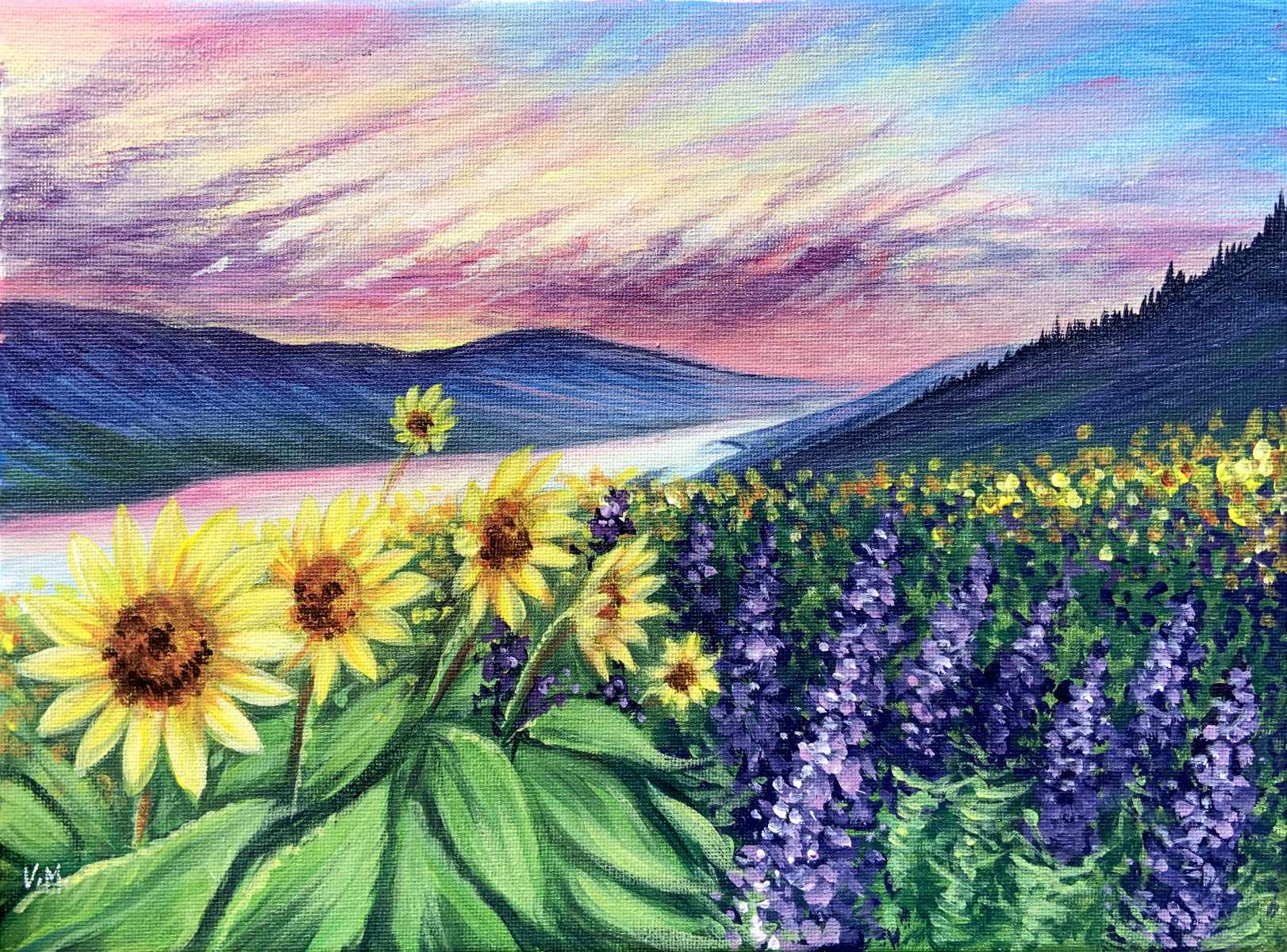 Flower Valley - Acrylic | Instructor: Vera – Artists Palette Durham