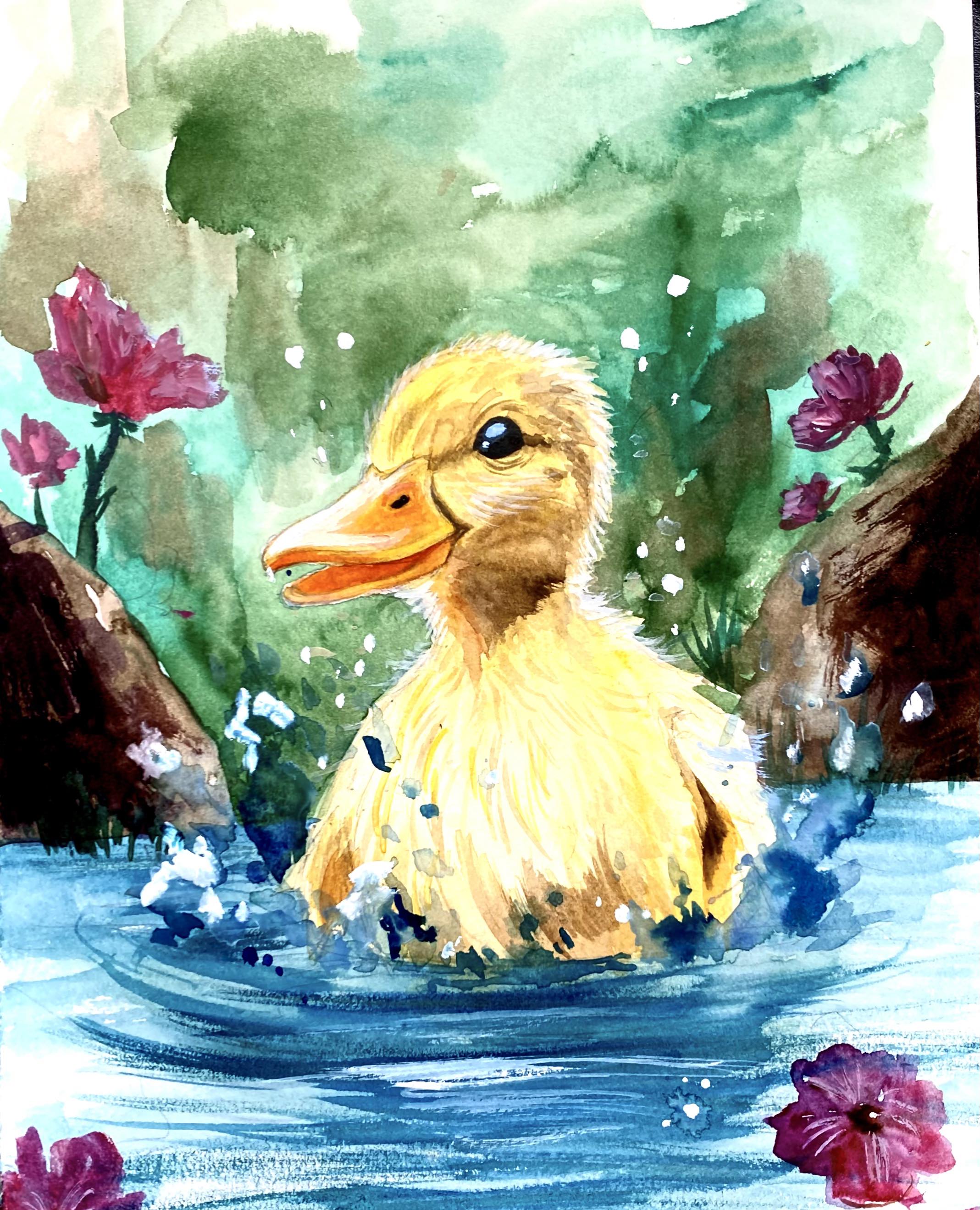 Splashing Duckling - Watercolour | Instructor: Ana – Artists Palette Durham