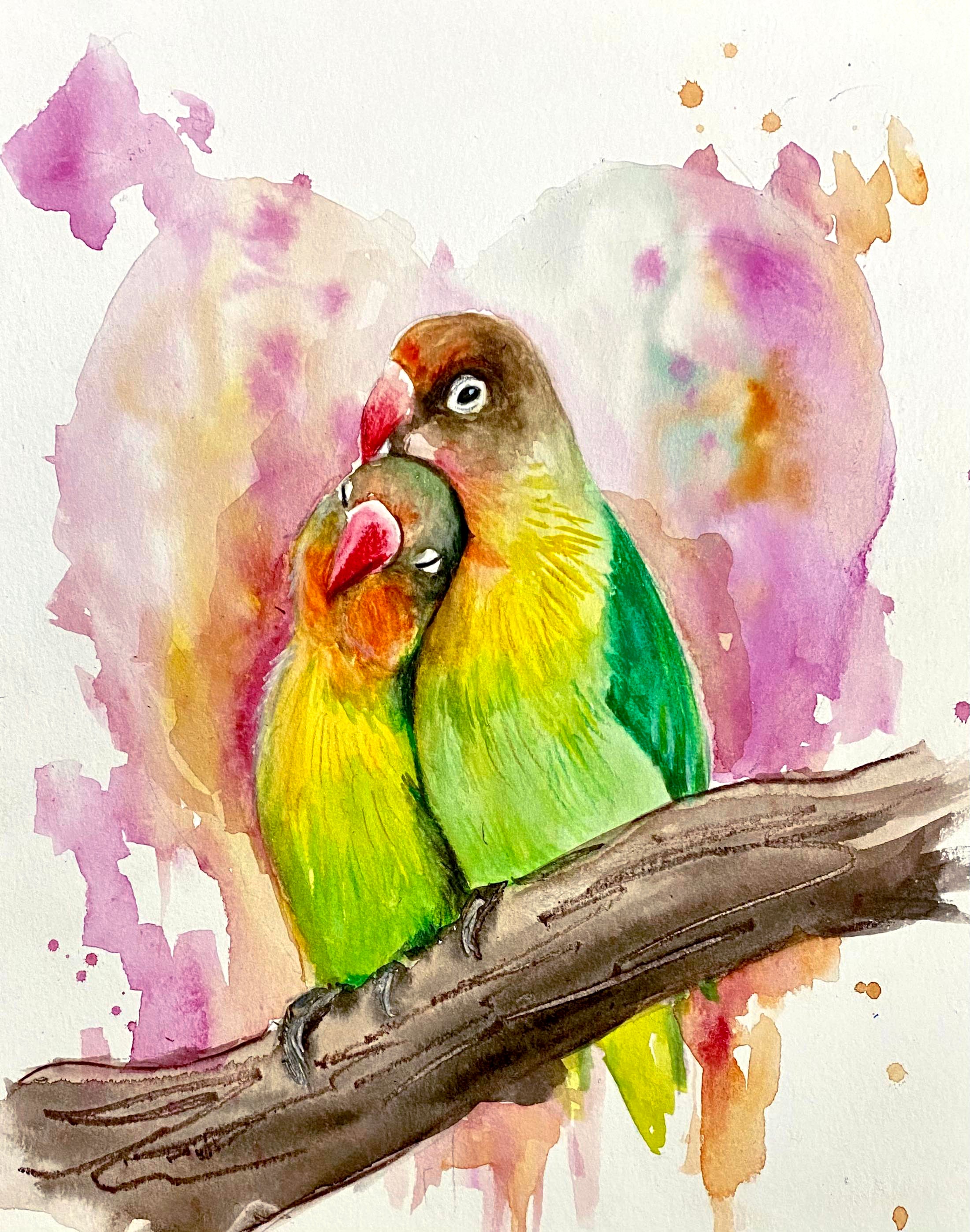 Love Birds - Watercolour | Instructor: Ana – Artists Palette Durham