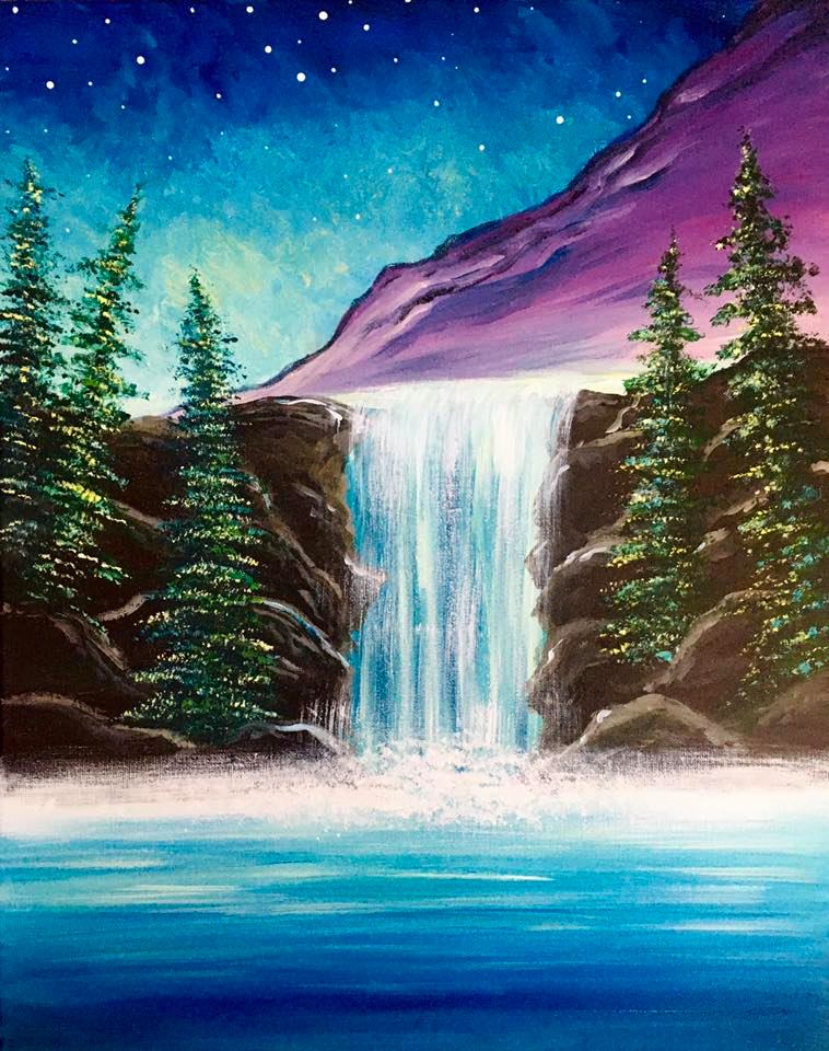 Waterfall Mist - Acrylic | Instructor: Liesl – Artists Palette Durham