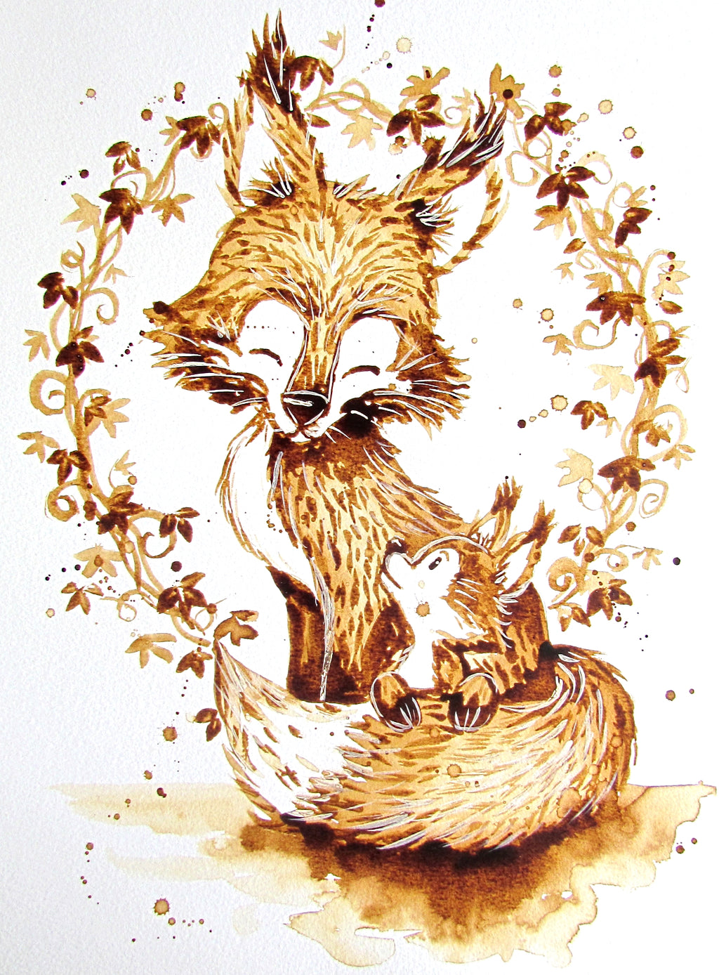 Cuddled Foxes - Coffee Art | Instructor: Chris – Artists Palette Durham