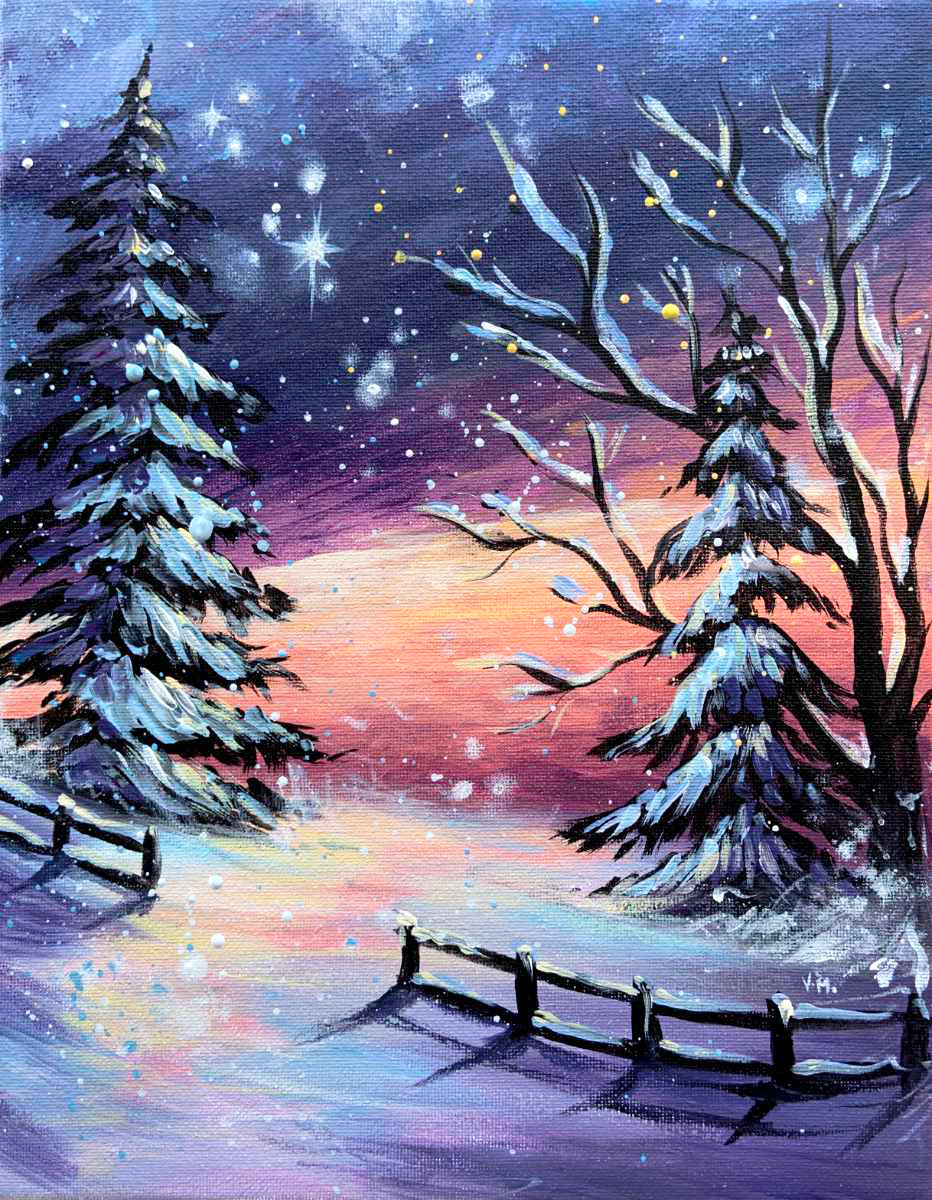 Peach Bellini Sunset - Acrylic | Instructor: Vera – Artists Palette Durham