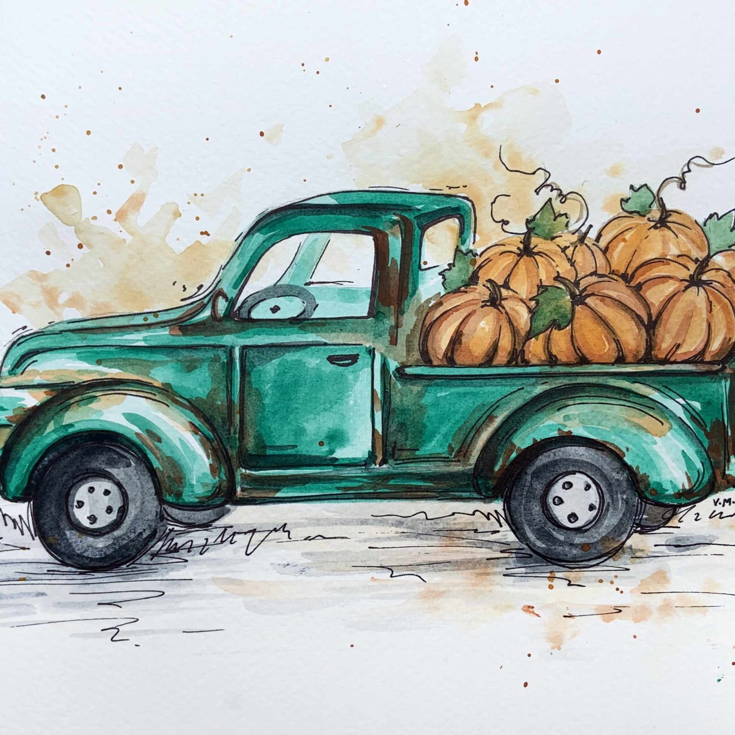 Good Old Harvest Truck - Watercolour | Instructor: Vera – Artists ...