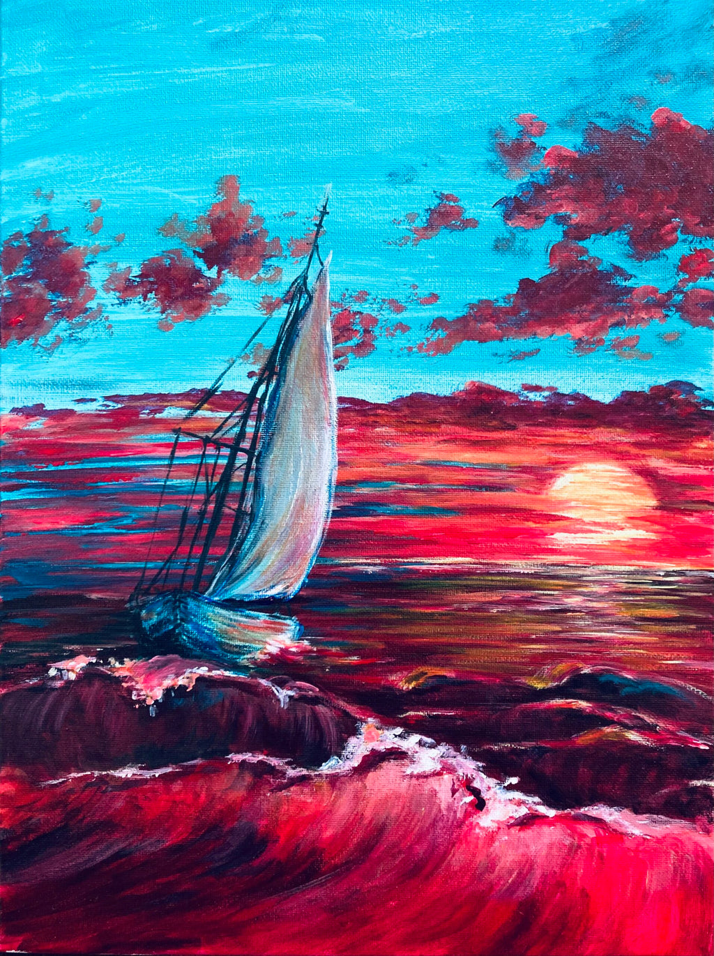 Riding the Red Sea - Acrylic | Instructor: Liesl – Artists Palette Durham