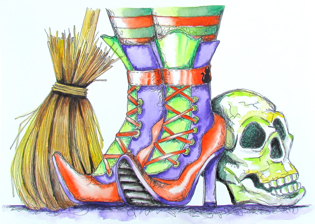 Wicked Heels - Pen & Watercolour | Instructor: Chris – Artists Palette ...