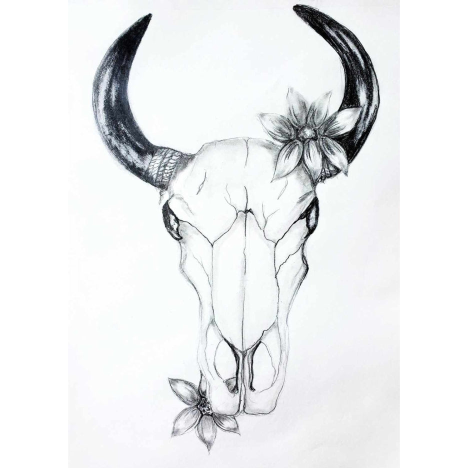 how to draw a cow skull easy