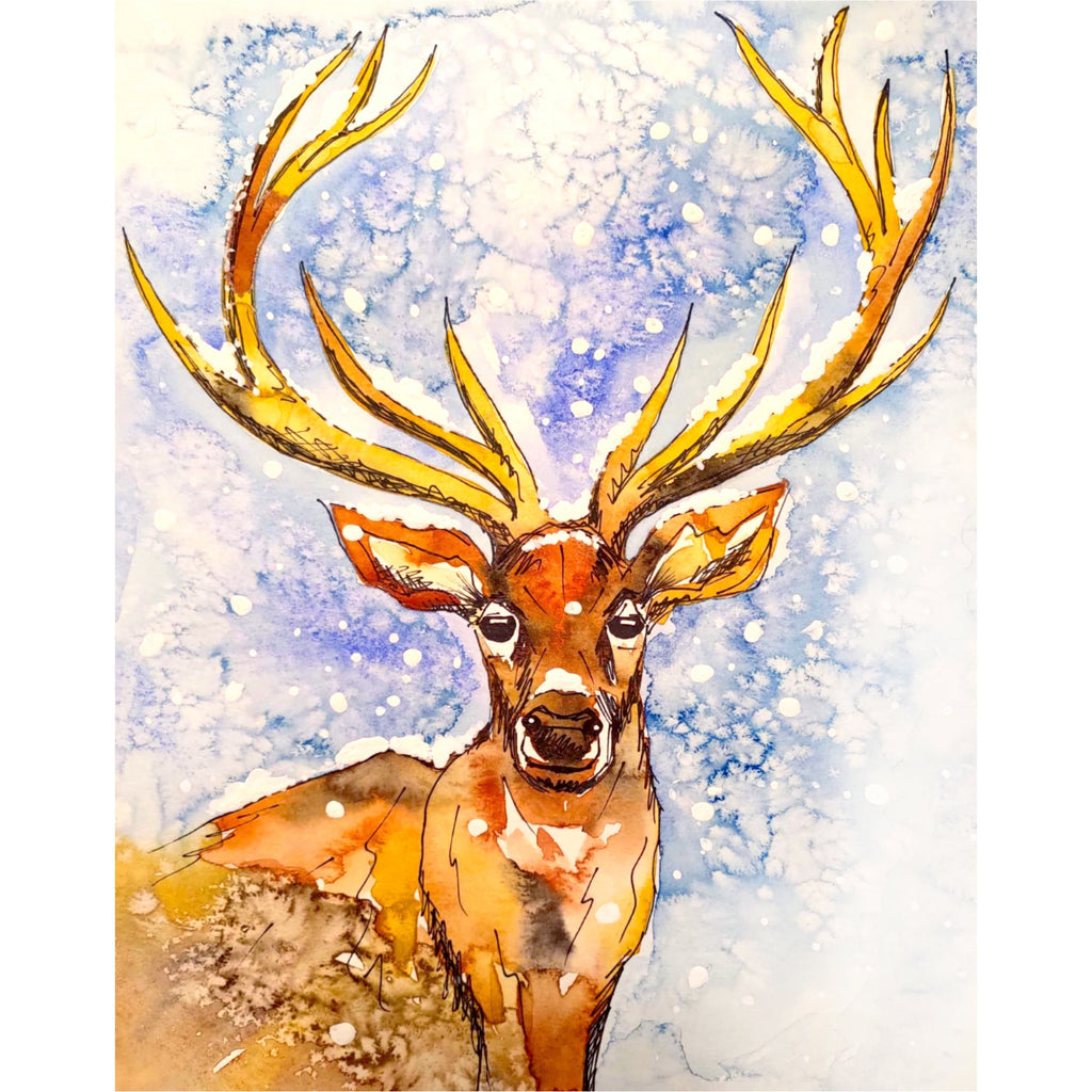 Frosted Stag - Watercolour | Instructor: Chris – Artists Palette Durham